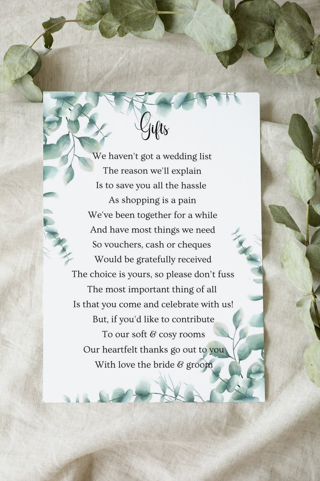 Wedding Poem Gift Request Cards Pack of 10 5 Poems to Choose From - Etsy UK