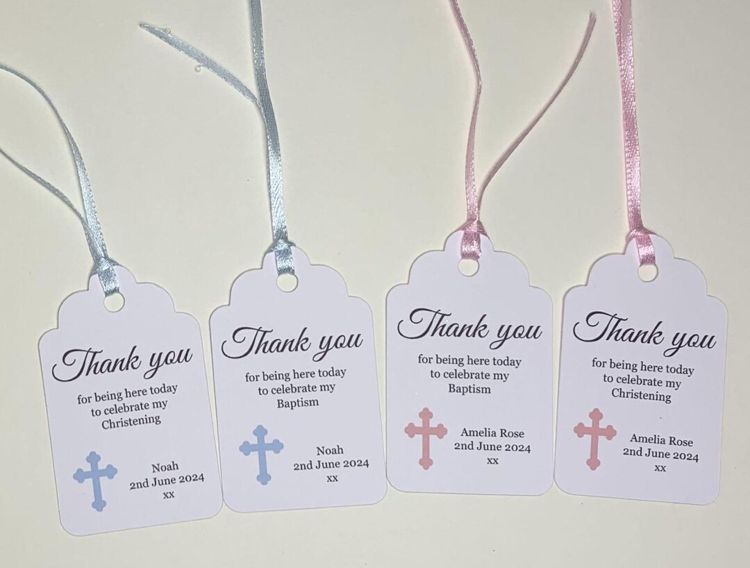Favour Tags Christening/baptism/naming Day - Pack of 10 - With Cross ...