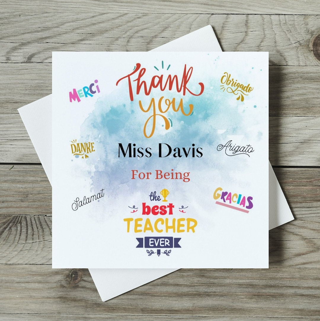 Thank You Teacher/helper/assistant Card Personalised - Etsy