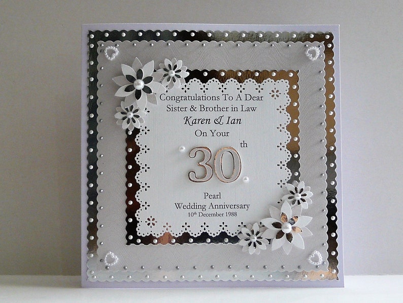 30th Pearl Wedding Anniversary Card For Wife Husband Mum Etsy 30th Pearl Wedding Anniversary Card For Wife Husband Mum Etsy