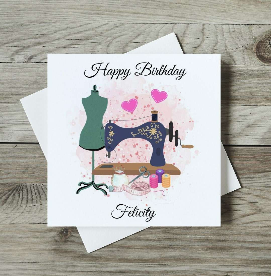 Sewing Theme Birthday Card Personalised Handmade SSB1 - Etsy