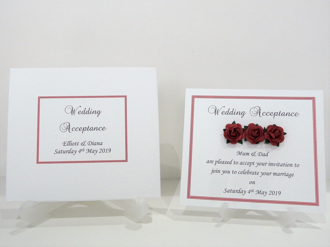 Wedding/engagement Acceptance Card Plus Matching Box Any Colour of Your ...