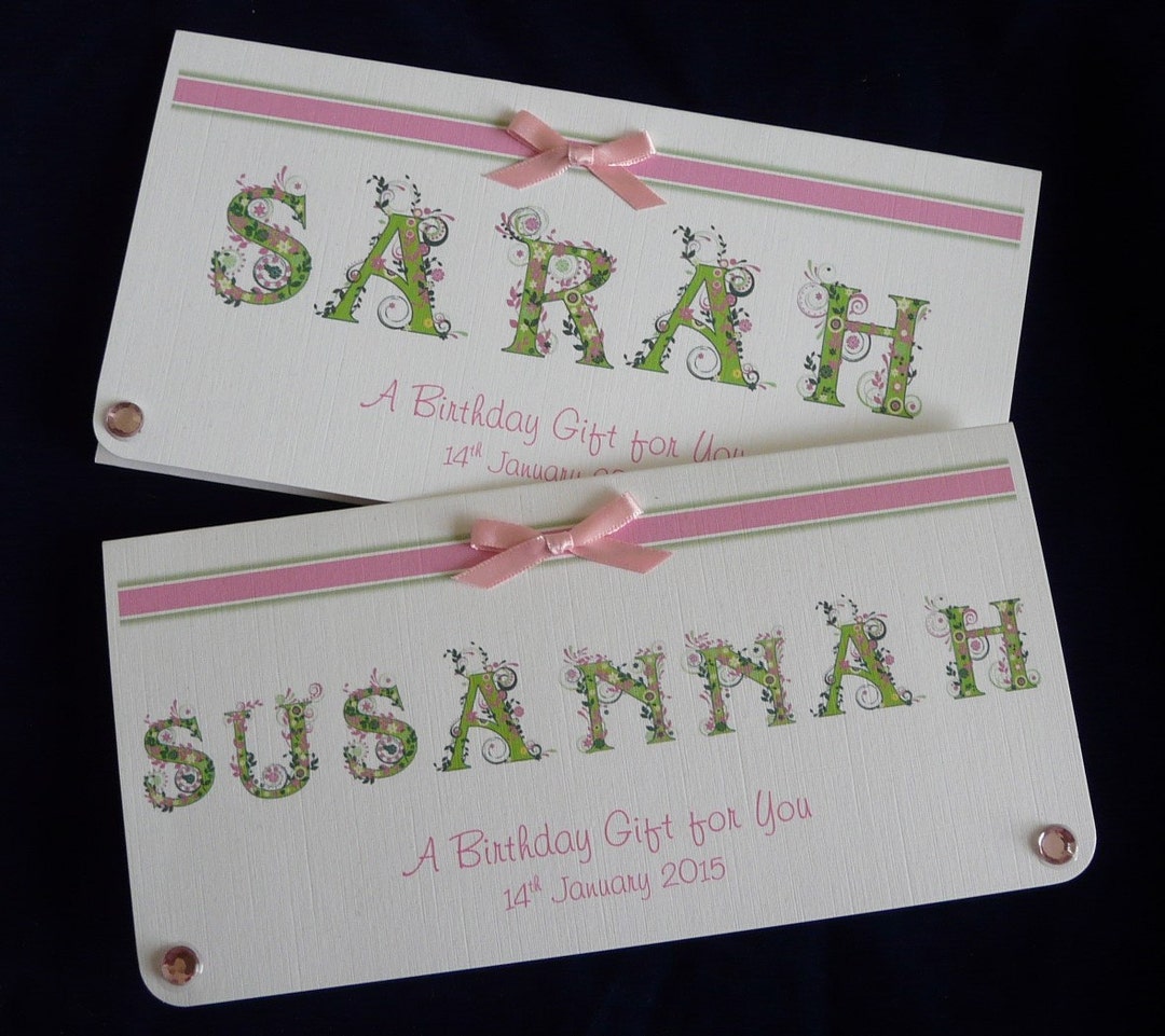 Money/voucher/gift Wallet Personalised With Any Name of Your Choice ...