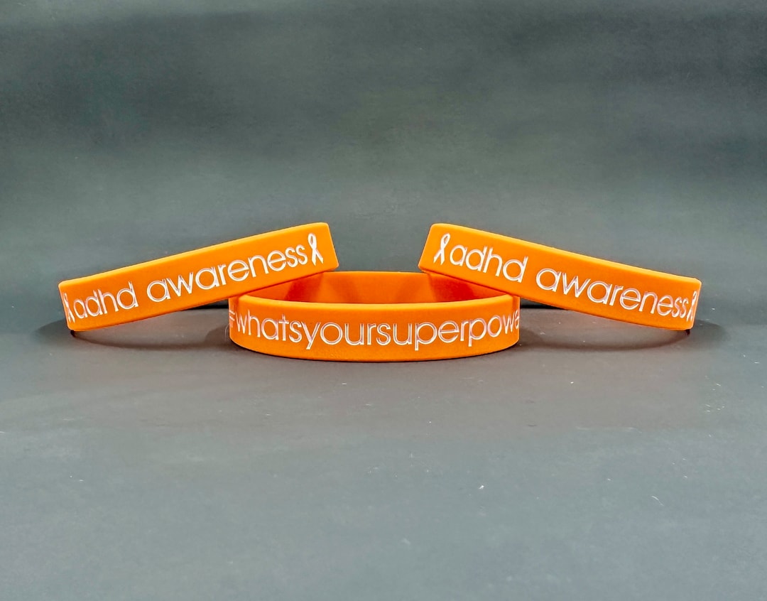 ADHD Awareness Orange and White Bracelet - Set of 3 Wristbands, October ...