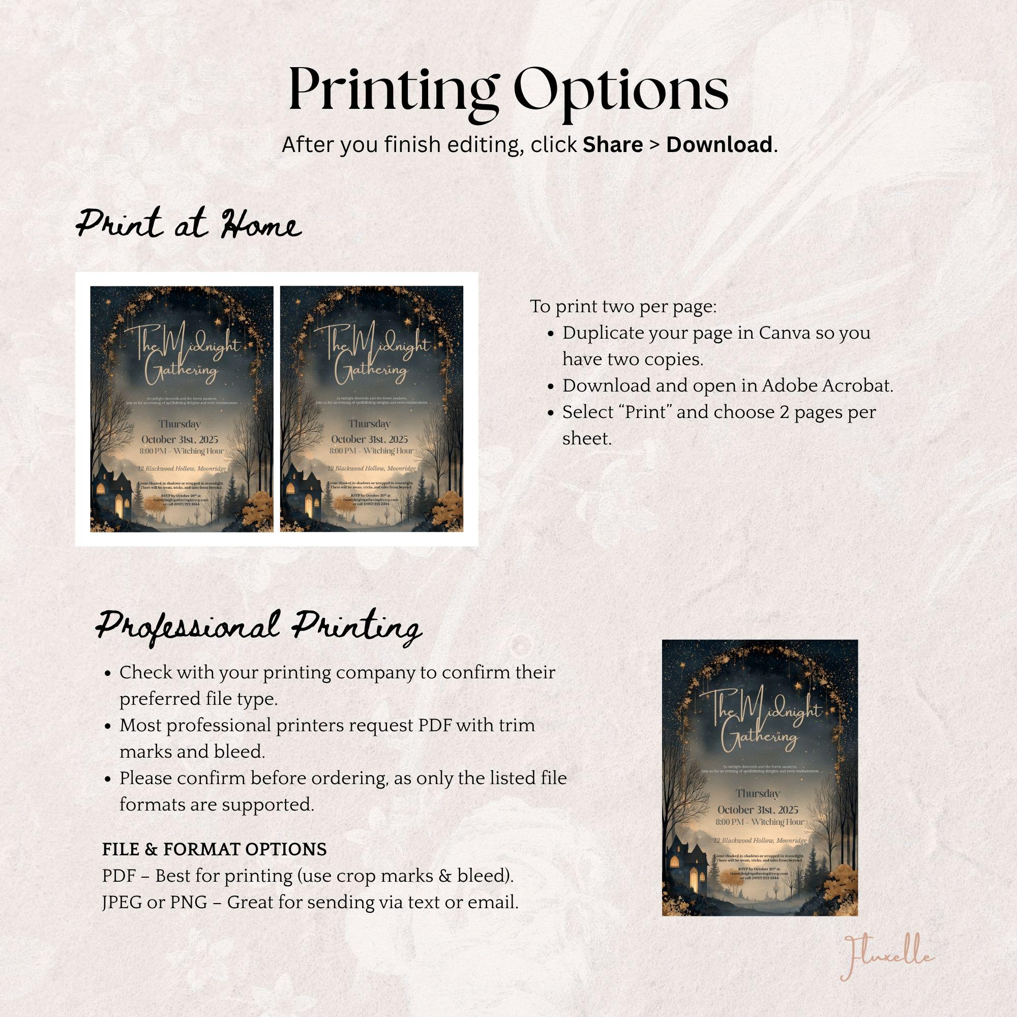 Editable Midnight Gathering Invitation: Magical, Celestial, or Gothic ...