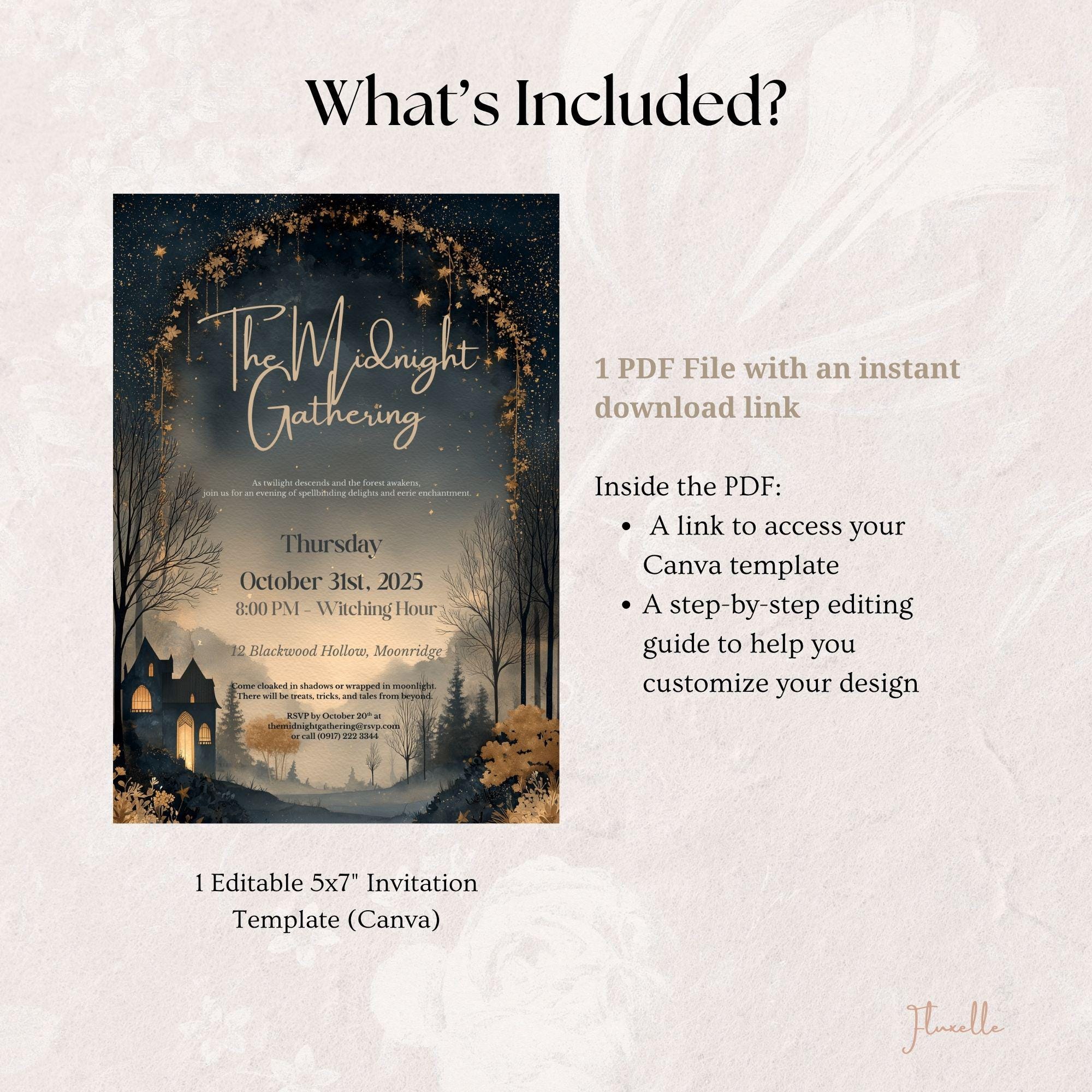 Editable Midnight Gathering Invitation: Magical, Celestial, or Gothic ...
