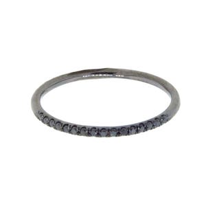 14K White Gold Black Rhodium Plated 0.13ct Black Diamond Micro Pave Wedding Band Anniversary ...