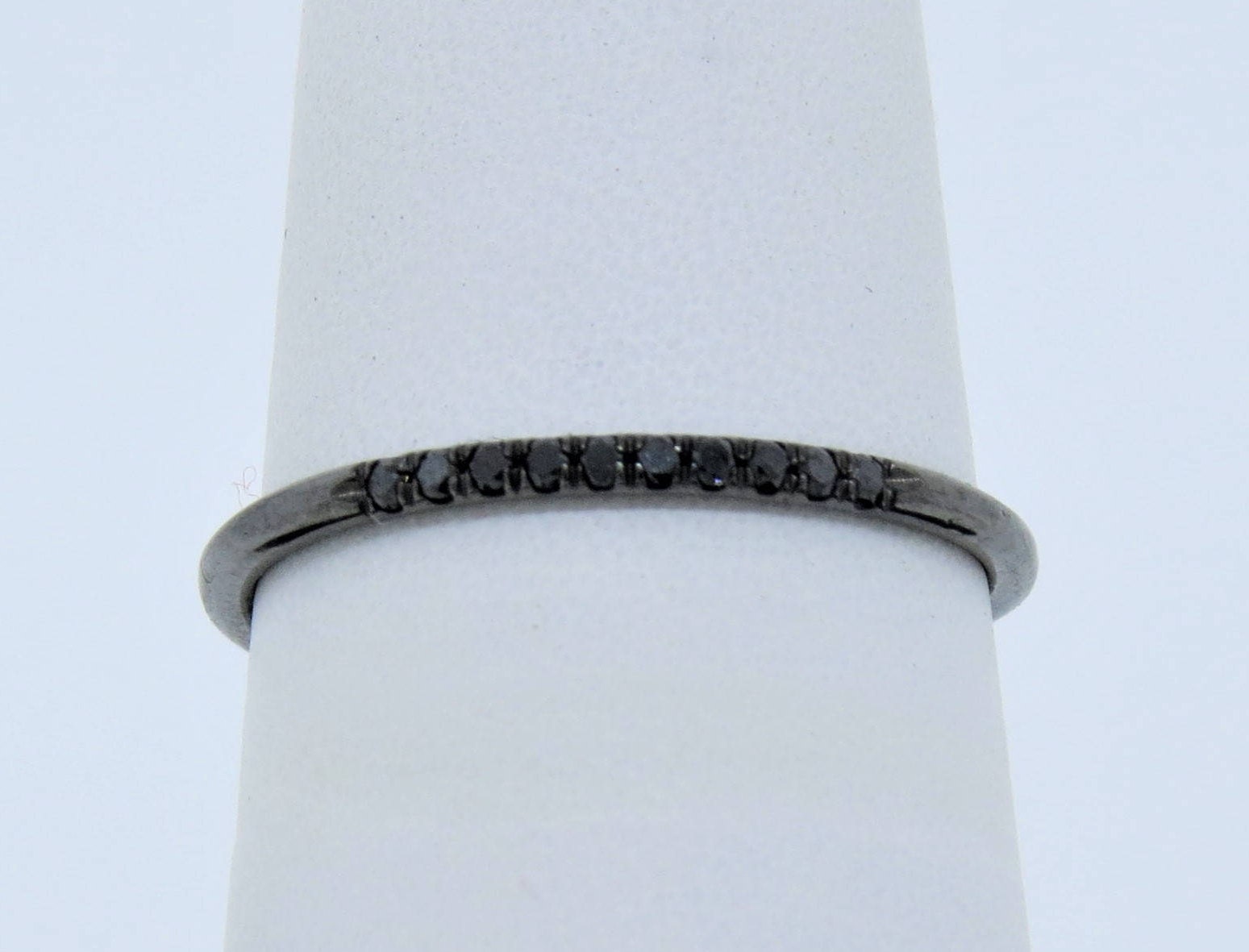 14K Solid White Gold Black Rhodium Plated 0.07ct Black Diamond | Etsy