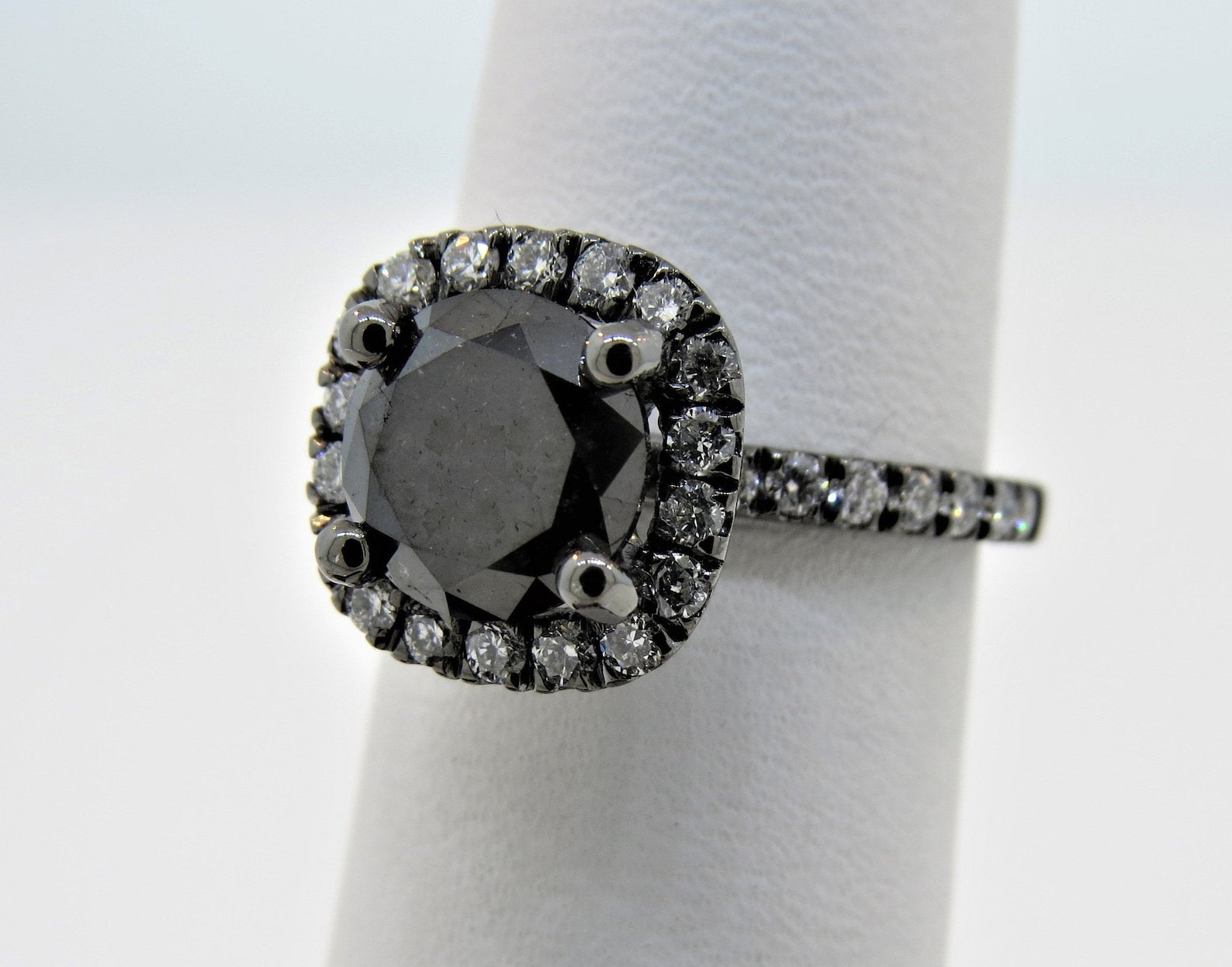 14K White Gold Black Rhodium Plated 2.20ct Black & White - Etsy