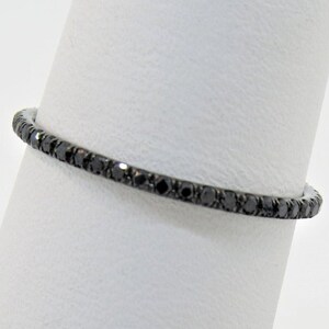 14K White Gold Black Rhodium Plated 0.32ct Black Diamond Micro Pave Ring / Eternity Band ...
