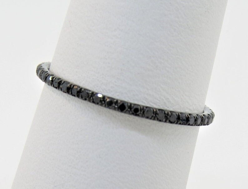 14K White Gold Black Rhodium Plated 0.32ct Black Diamond Ring - Etsy