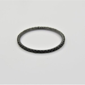 14K White Gold Black Rhodium Plated 0.32ct Black Diamond Micro Pave Ring / Eternity Band ...