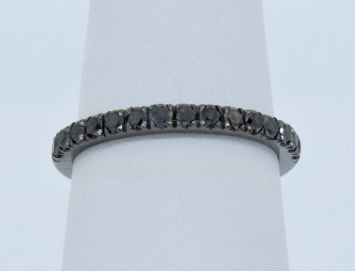 14K White Gold Black Rhodium Plated 0.40ct Black Diamond Ring - Etsy New Zealand