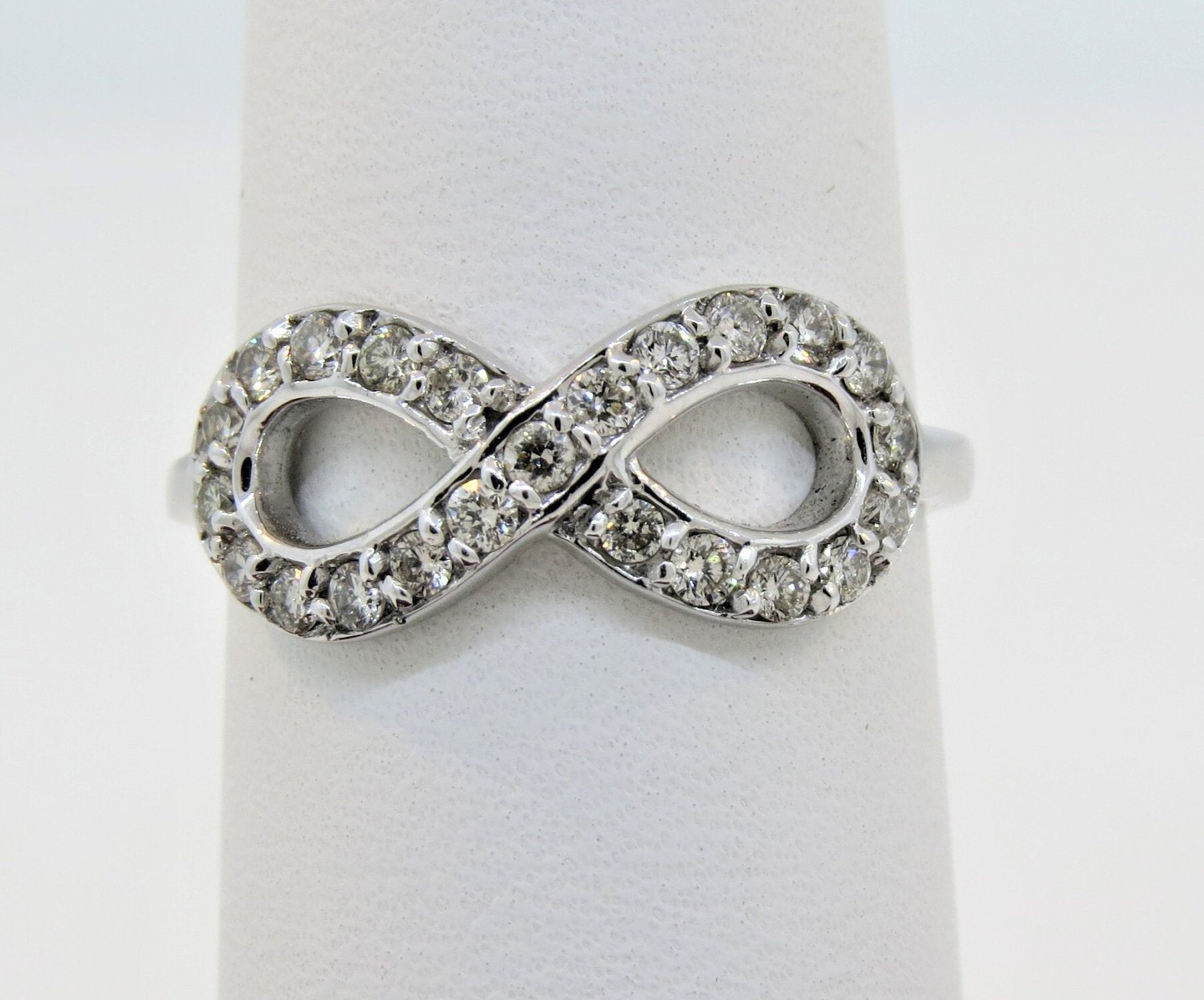 14K White Gold 0.42ct Diamond Infinity Ring Diamond Criss | Etsy