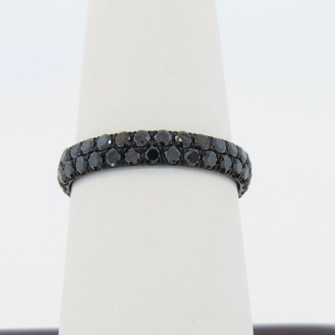 14K White Gold Black Rhodium Plated 1.77ct Black Diamond - Etsy