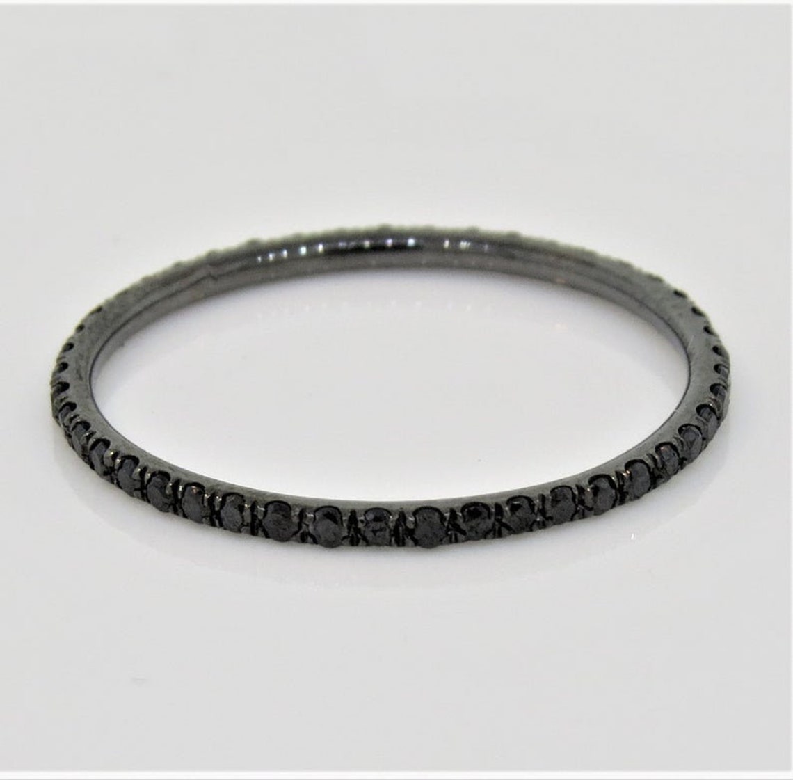 14K White Gold Black Rhodium Plated 0.32ct Black Diamond Ring - Etsy