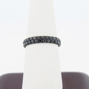 14K White Gold Black Rhodium Plated 1.77ct Black Diamond Micro Pave Eternity Band Anniversary ...