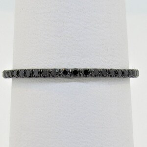 14K White Gold Black Rhodium Plated 0.32ct Black Diamond Micro Pave Ring / Eternity Band ...