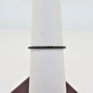 14K White Gold Black Rhodium Plated 0.32ct Black Diamond Micro Pave Ring / Eternity Band ...