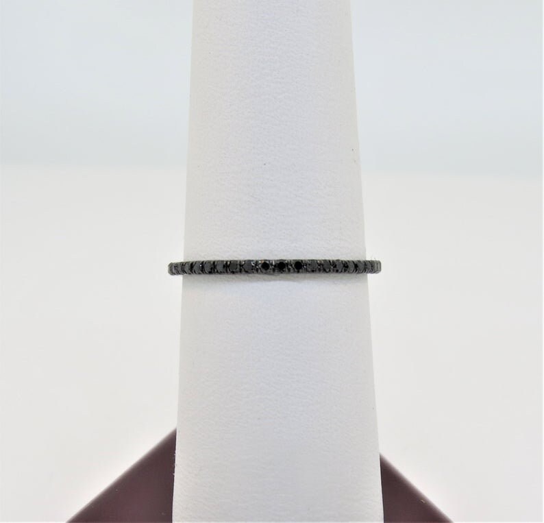 14K White Gold Black Rhodium Plated 0.32ct Black Diamond Ring - Etsy