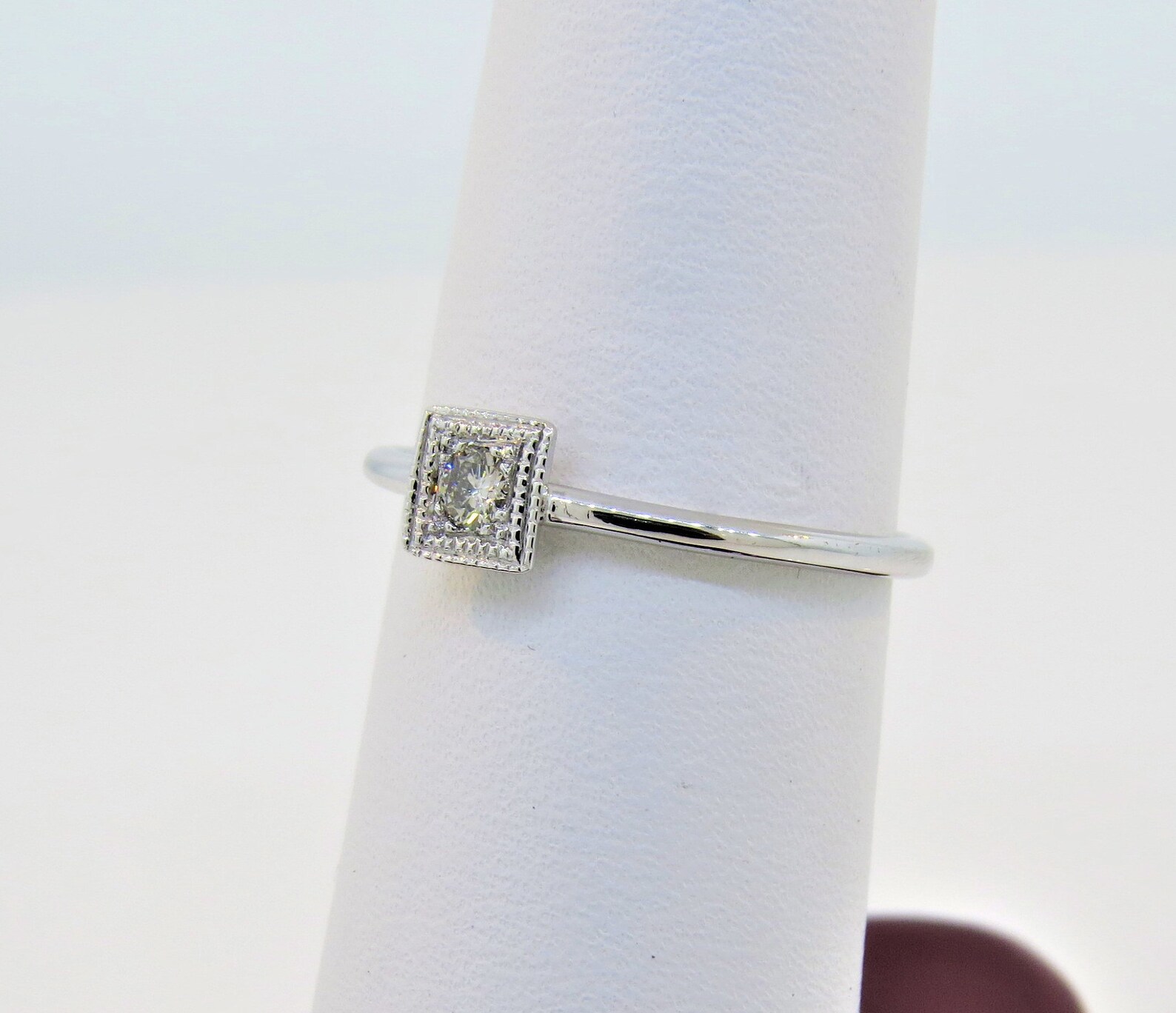 14K White Gold 0.07ct Diamond Square Shaped Ring Diamond Ring - Etsy