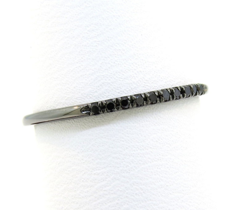 14K Solid White Gold Black Rhodium Plated 0.07ct Black Diamond - Etsy