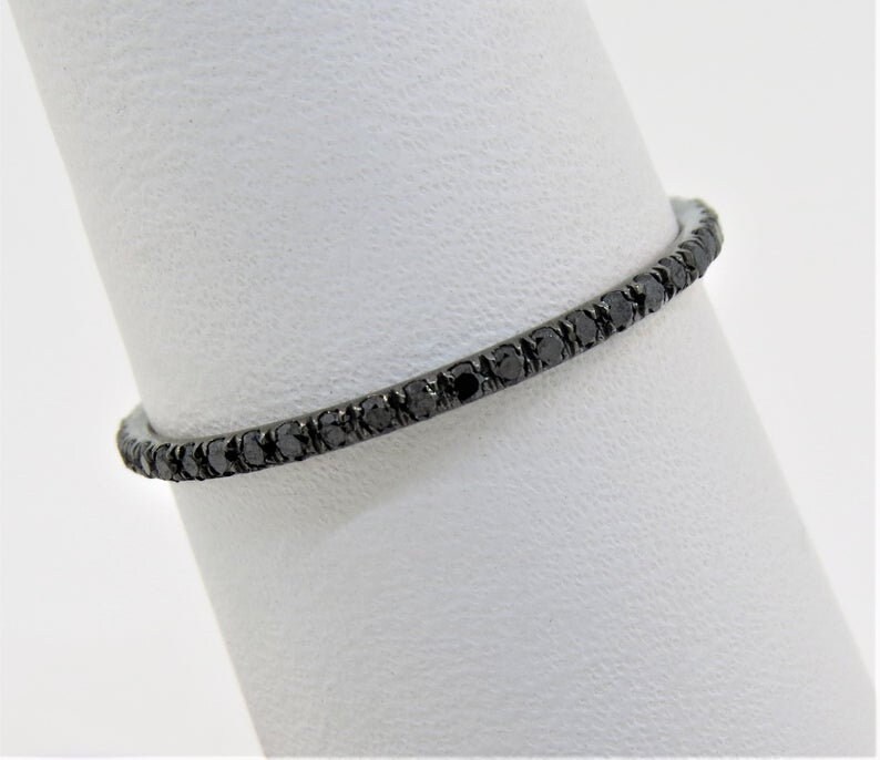 14K White Gold Black Rhodium Plated 0.32ct Black Diamond Ring - Etsy