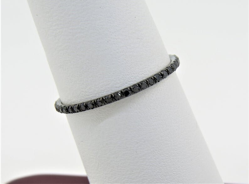 14K White Gold Black Rhodium Plated 0.32ct Black Diamond Ring - Etsy