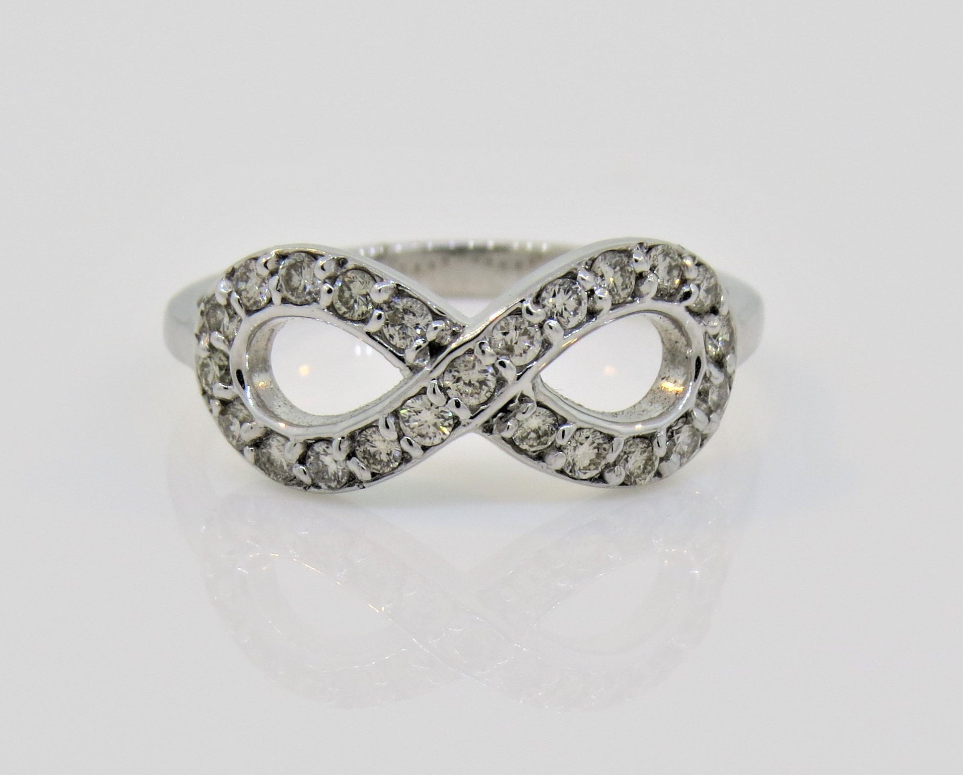 14K White Gold 0.42ct Diamond Infinity Ring Diamond Criss | Etsy