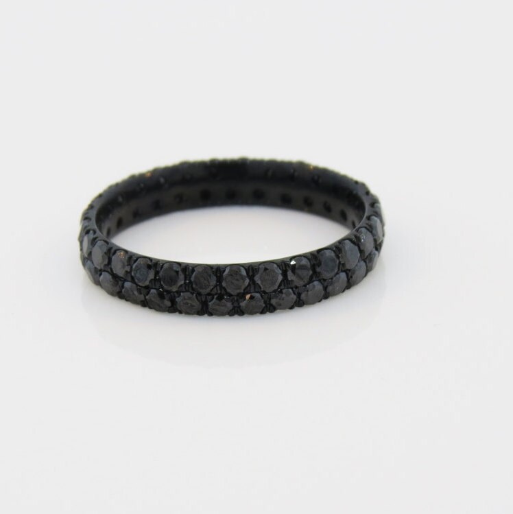 14K White Gold Black Rhodium Plated 1.77ct Black Diamond - Etsy