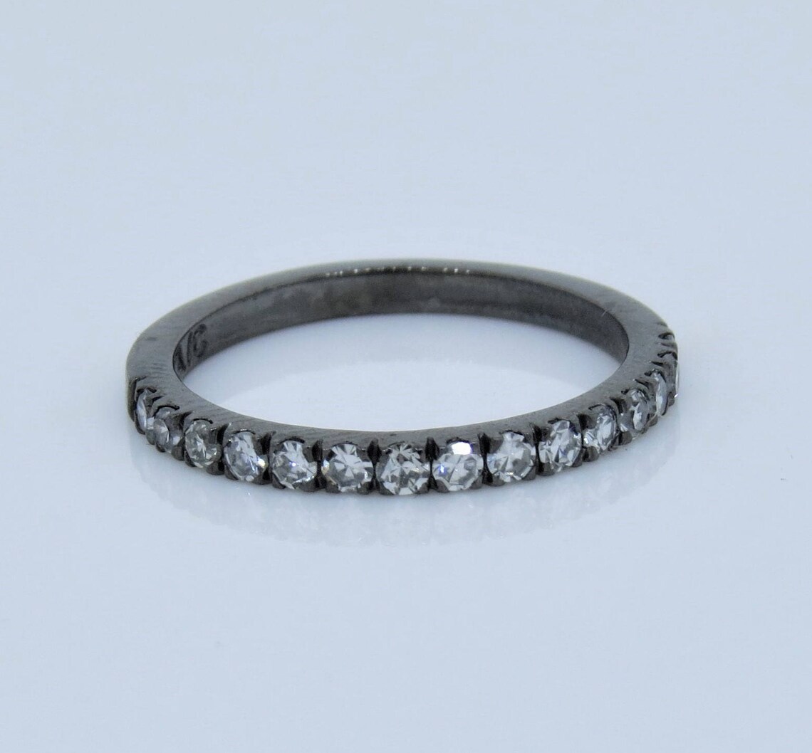 14K White Gold Black Rhodium Plated 0.40ct European Cut - Etsy