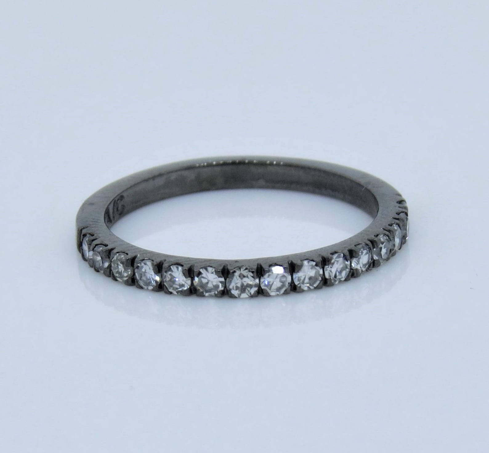 14K White Gold Black Rhodium Plated 0.40ct European Cut Diamond Wedding & Engagement Ring ...