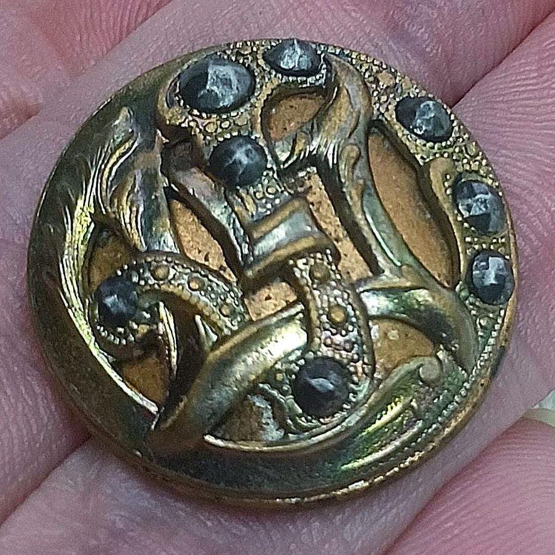 Victorian Button 1800's Brass 2 Part With Riveted Cut Steel Accents ...