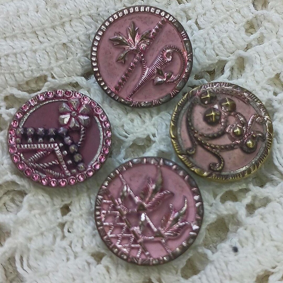 4 Rare Pink Tint Victorian Buttons Metal Clothing Buttons Waistcoat ...