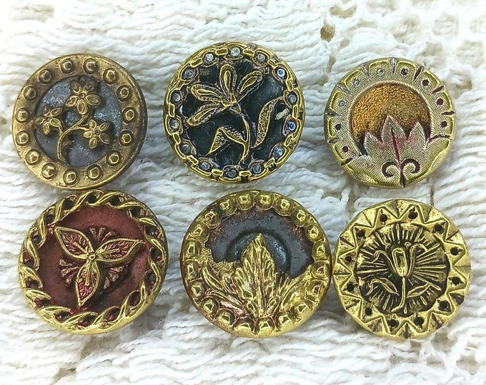 6 Victorian Buttons Metal Clothing Buttons Antique Buttons Waistcoat ...