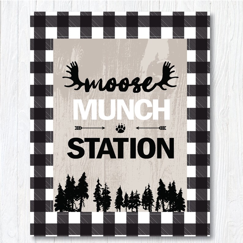 Lumberjack 'white Flannel' Theme *printable Moose Munch Station Sign ...
