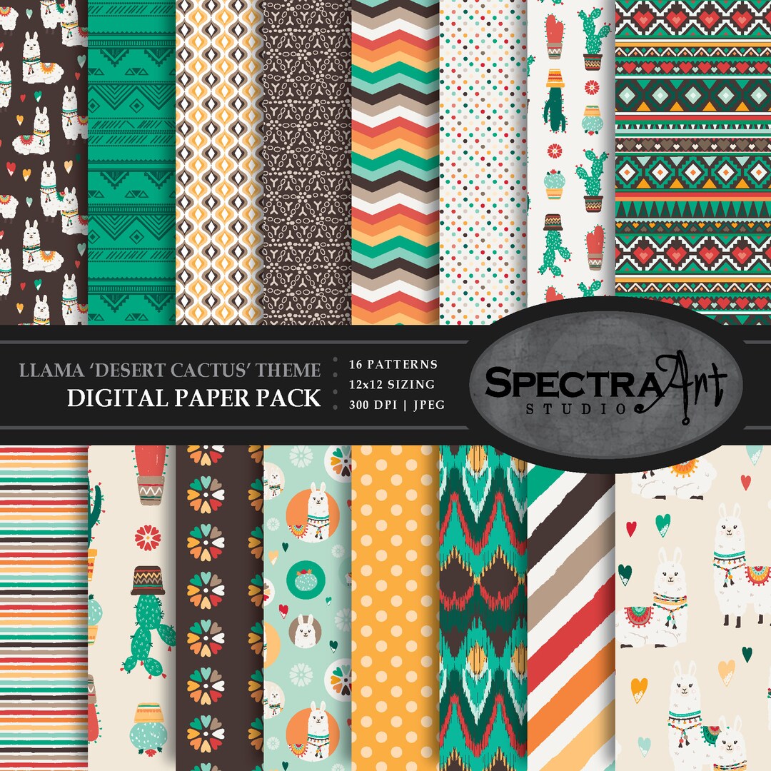Llama desert Fiesta Theme / Alpaca Party Printables / Digital Scrapbook ...