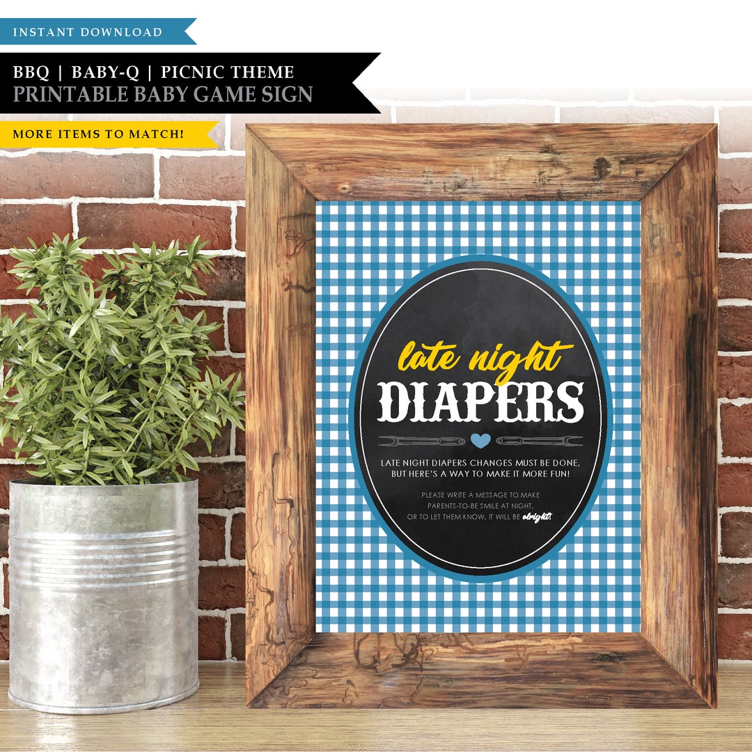 Baby-q 'backyard BBQ Blue' Theme *printable Late Night Diaper Sign ...