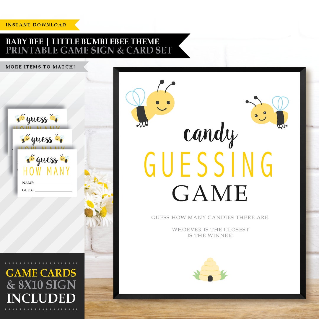 Baby 'little Bumblebee' Theme *printable Bee Candy Guessing Game* Guess ...