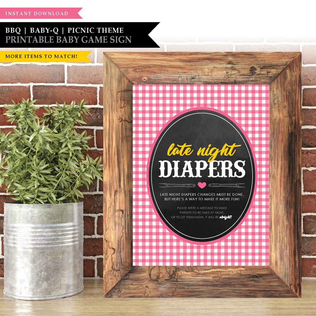 Baby-q 'backyard BBQ Pink' Theme *printable Late Night Diaper Sign ...