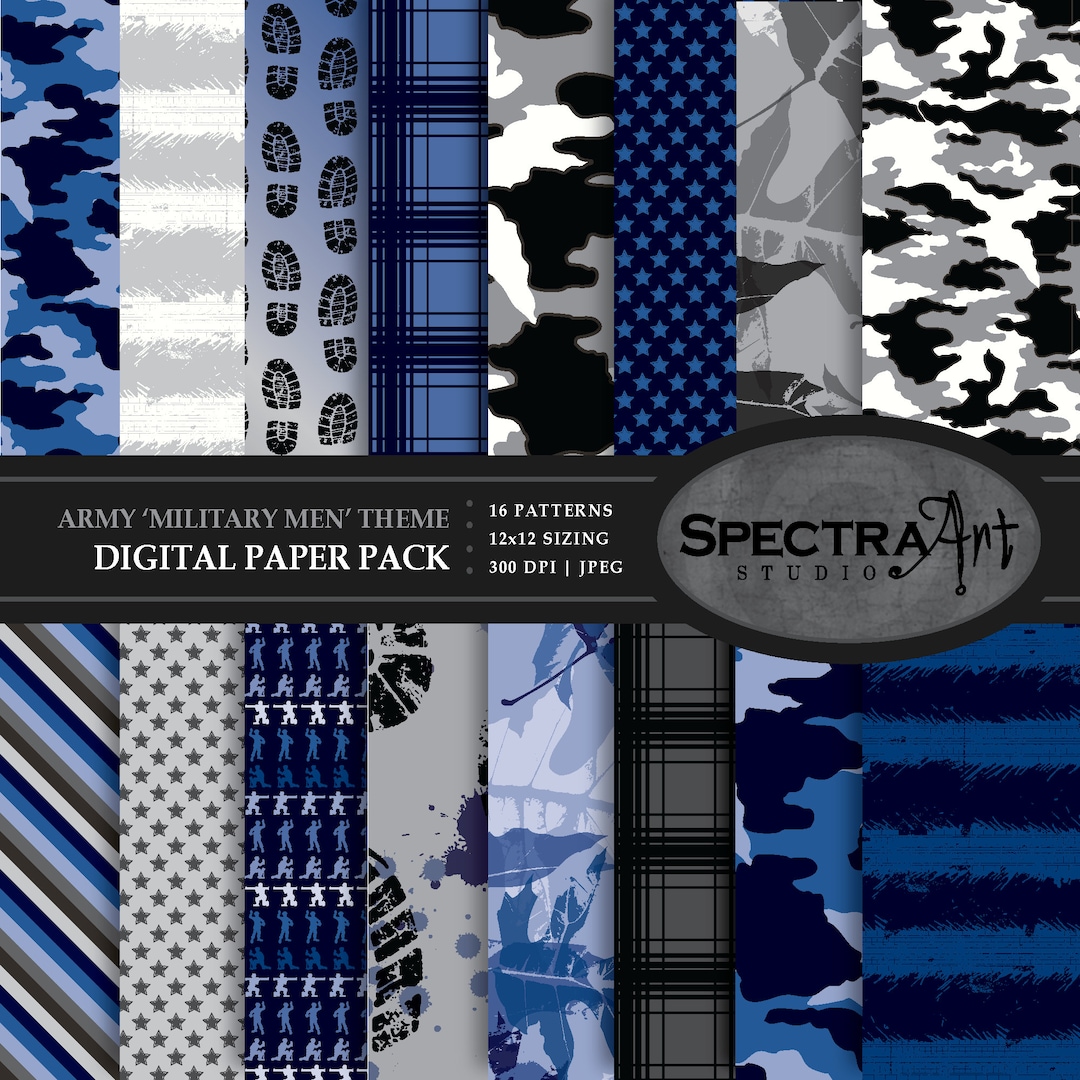 Army *military Men* Theme Digital Paper Pack | Printable Scrapbook ...