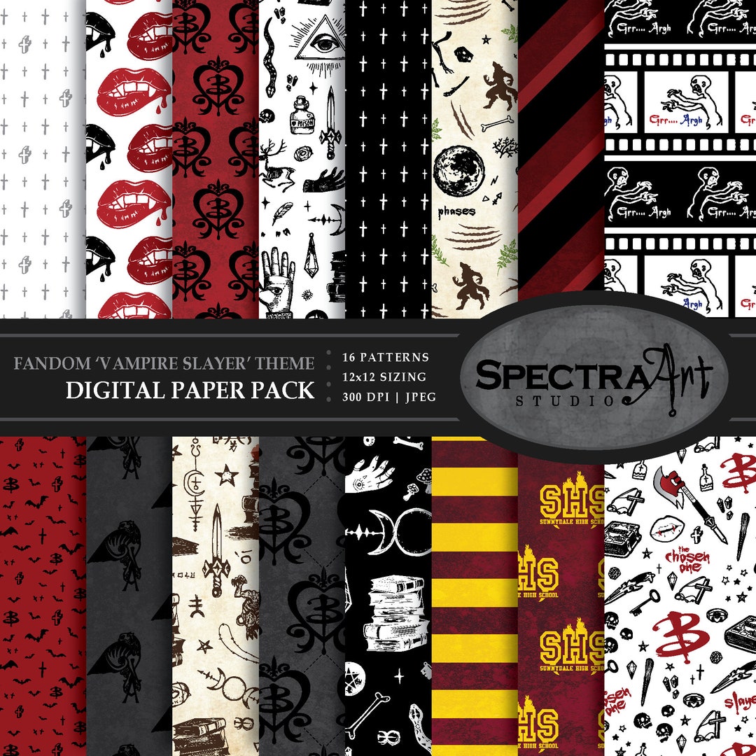 Horror vamp Slayer Theme / Party Printables / Digital Scrapbook Paper ...