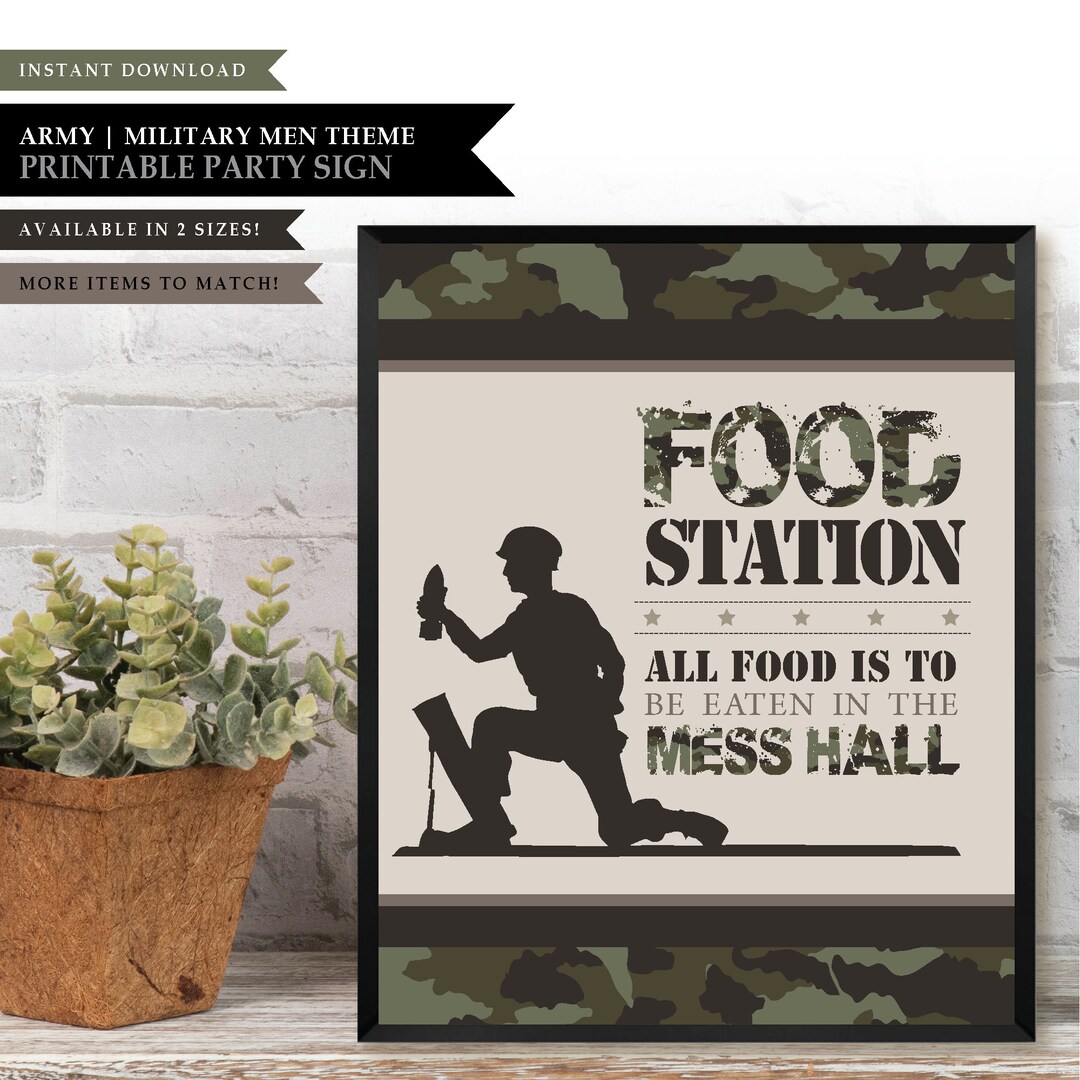 Army 'military Men' Green Theme printable Food Station Sign Snack Bar ...