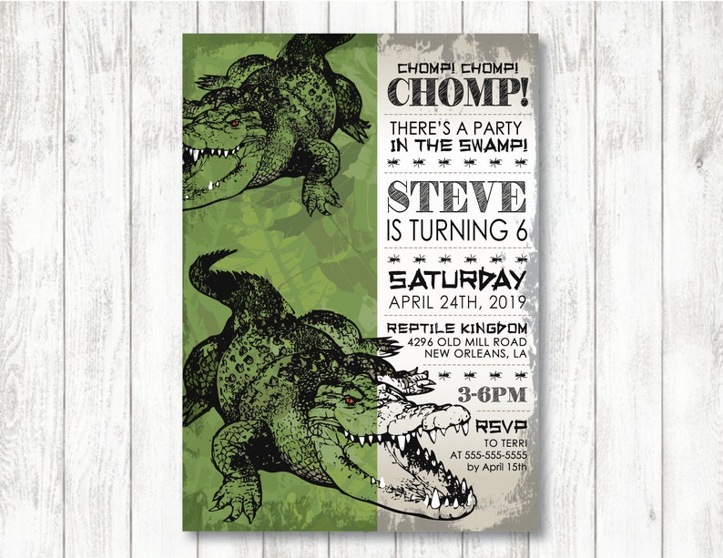 Crocodile 'Chomp' Theme Printable Birthday | Etsy