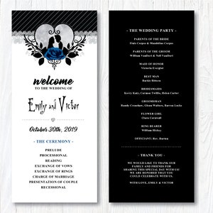 Corpse skeleton Bride Theme / Printable Wedding Program Card / Wedding ...