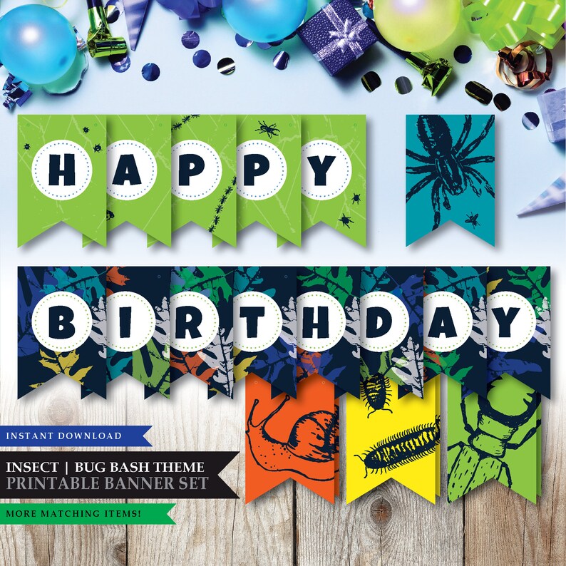 Insect 'creepy Crawlers' Bug Theme *printable Happy Birthday Banner ...