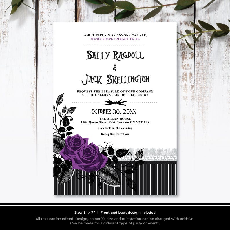 Nightmare *skellington Stripe* Printable Wedding Invitation Set ...