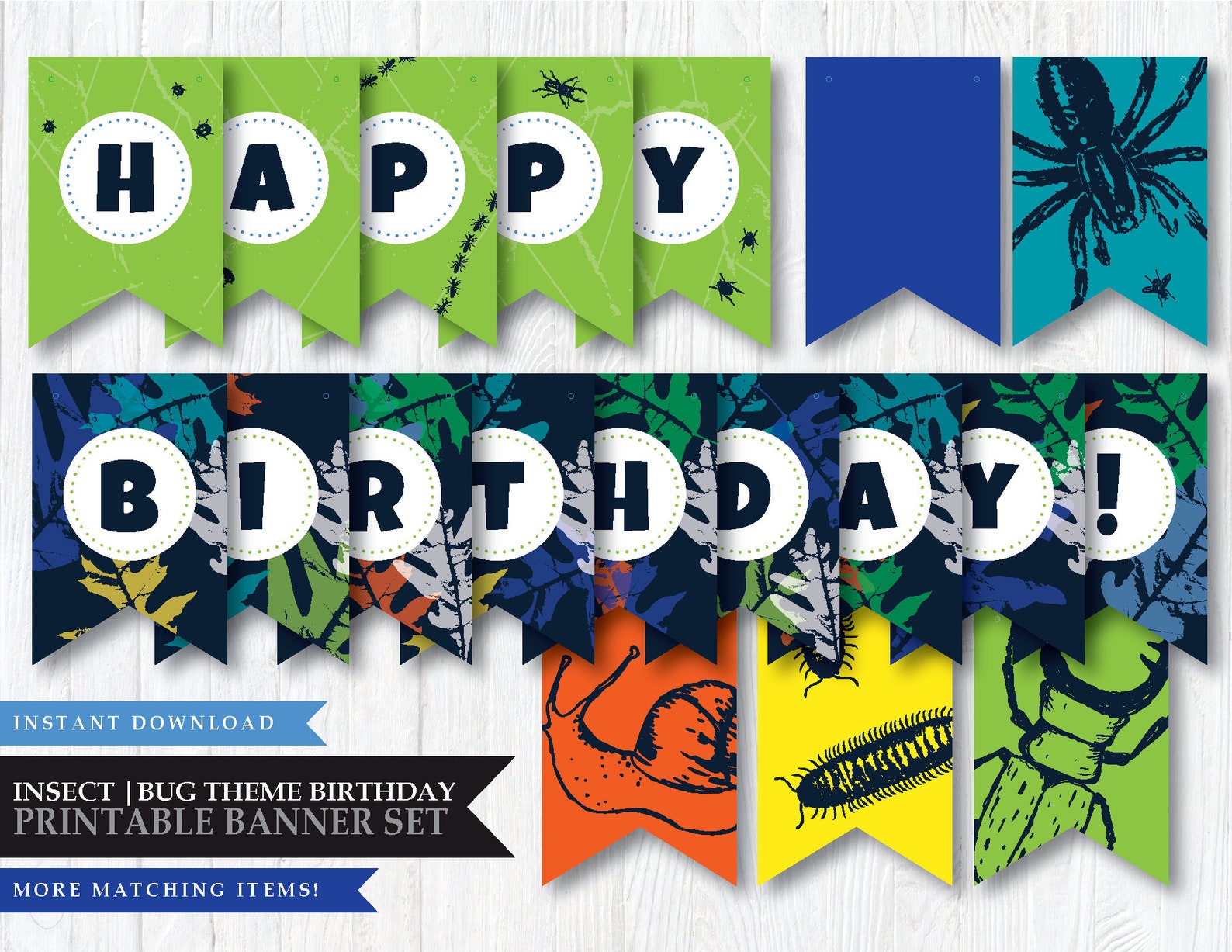 Insect 'creepy Crawlers' Bug Theme printable Happy - Etsy