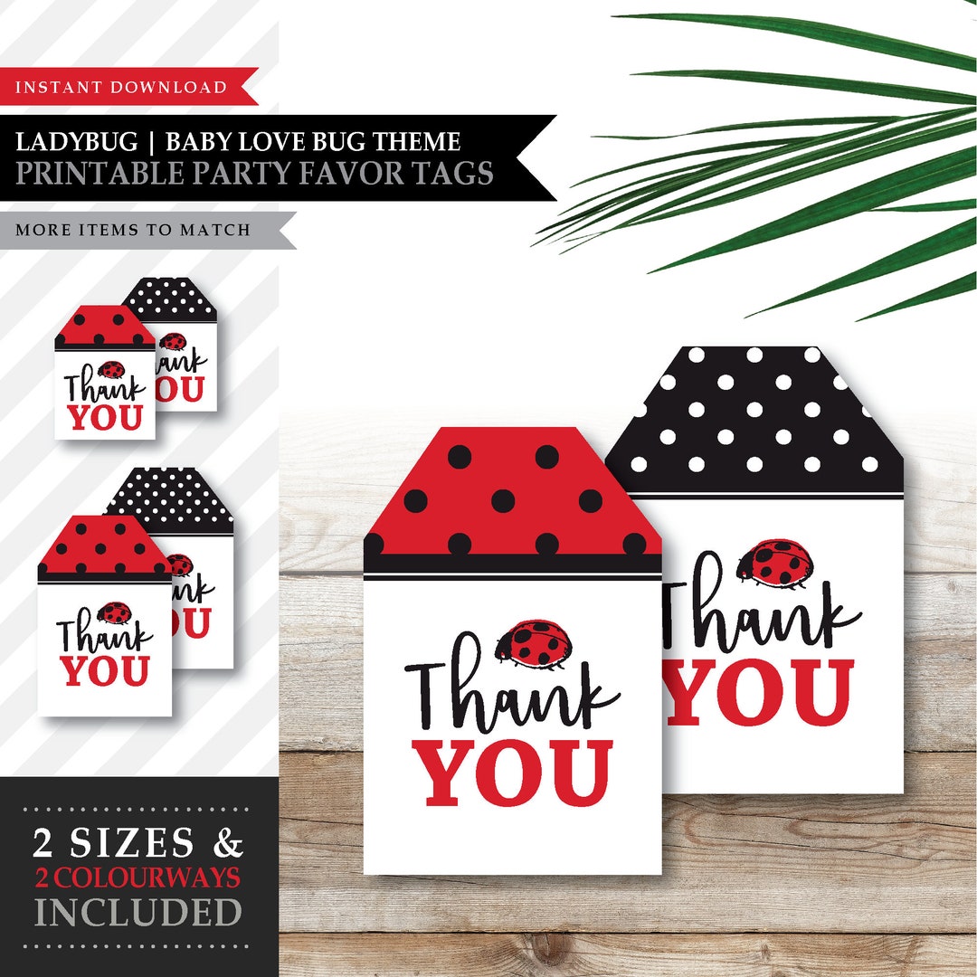 Ladybug *little Lady* Theme / Printable Party Favor Tags / Baby Love ...