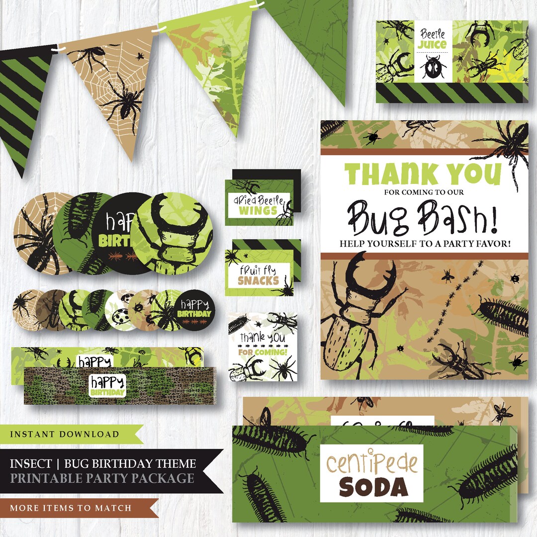 Insect 'creepy Crawlers' Theme *printable Birthday Party Package* Bug ...